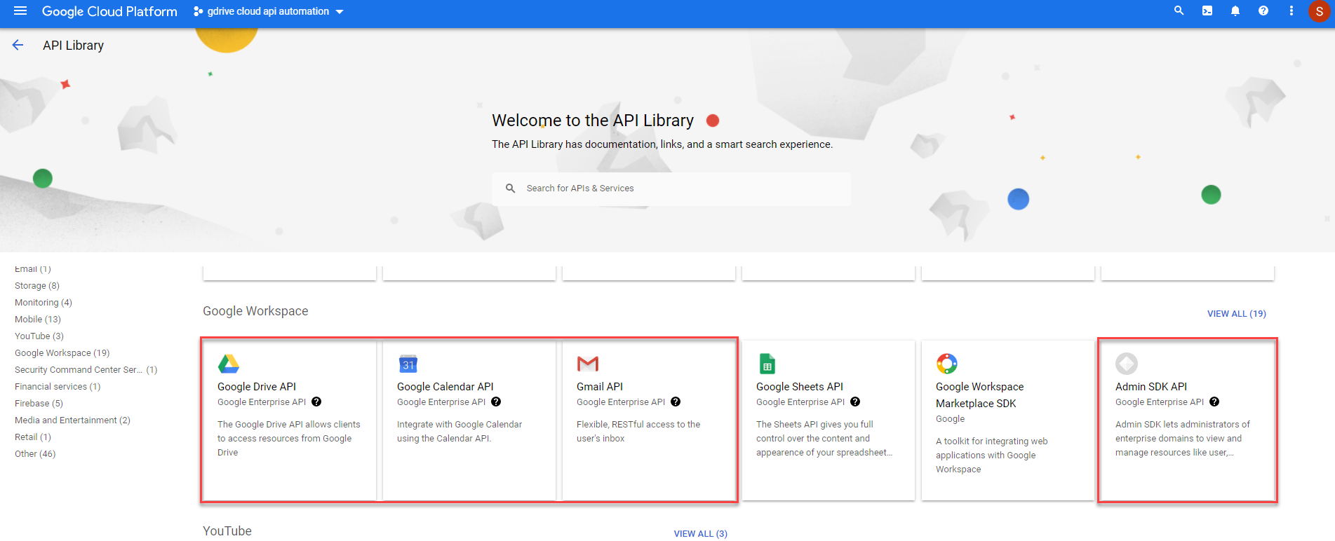 Creating Google service account